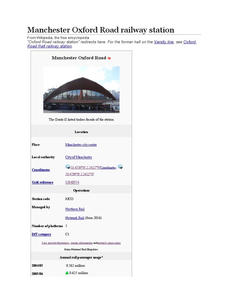 Manchester Oxford Road Railway Station | PDF | Rail Transport ...