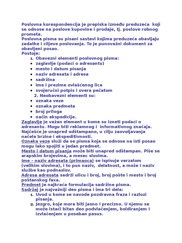 Poslovna Korespondencija | PDF