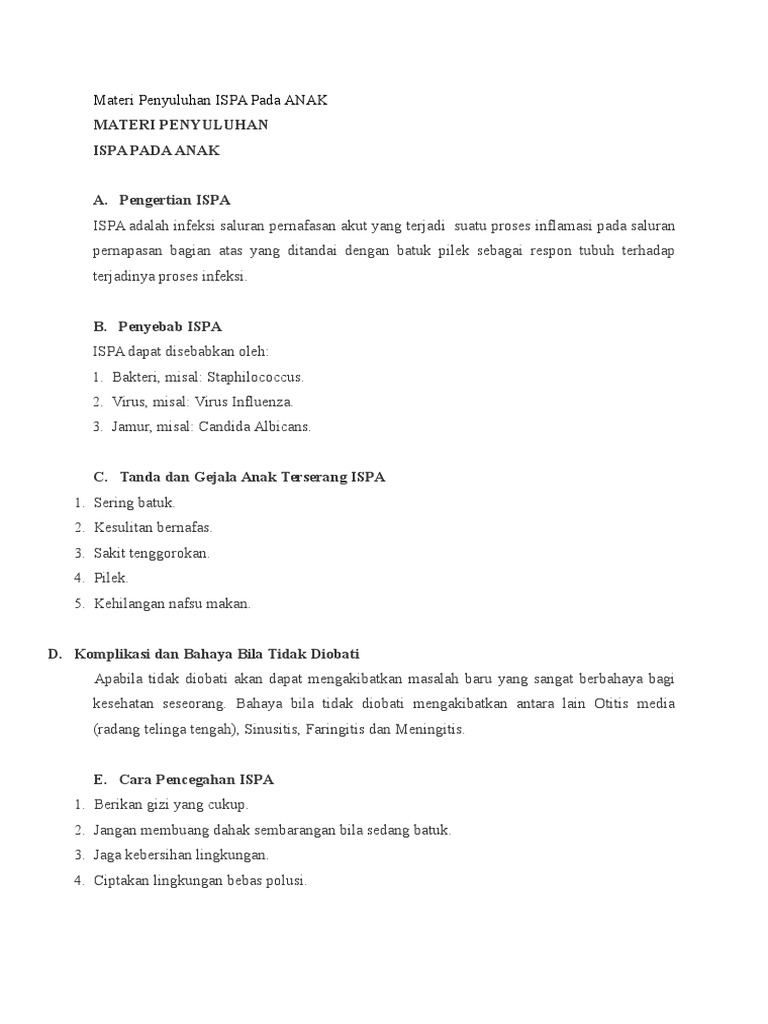 Materi Penyuluhan ISPA Pada ANAK | PDF