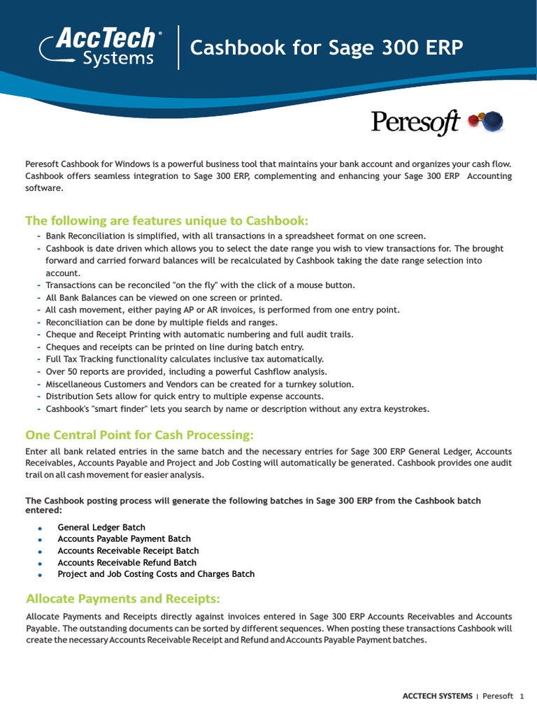 Sage Cashbook for ERP Integration | PDF | Cheque | Receipt