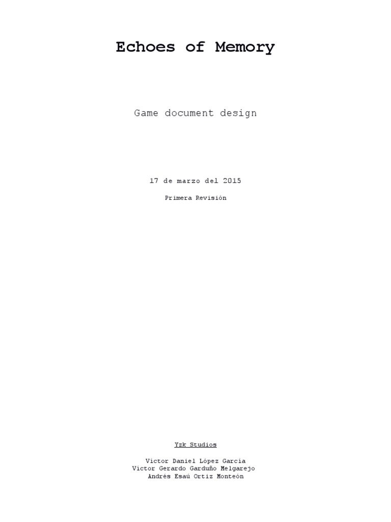 GDD Example | PDF | Suspense (Género) | Ocio