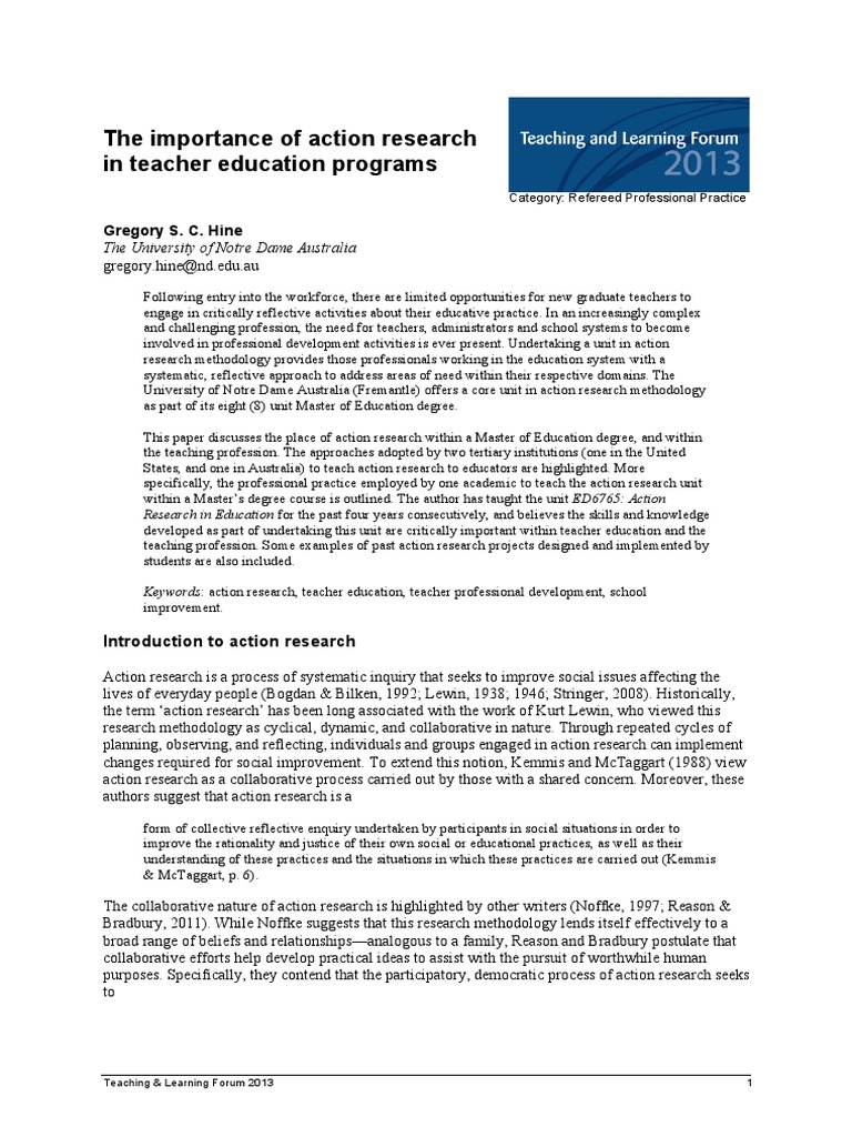 The Importance of Action Research | PDF | Action Research | English As ...