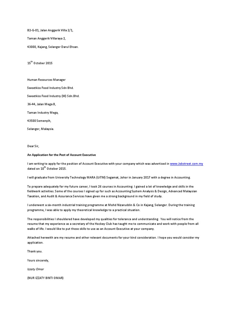 Application for Account Executive Position | PDF