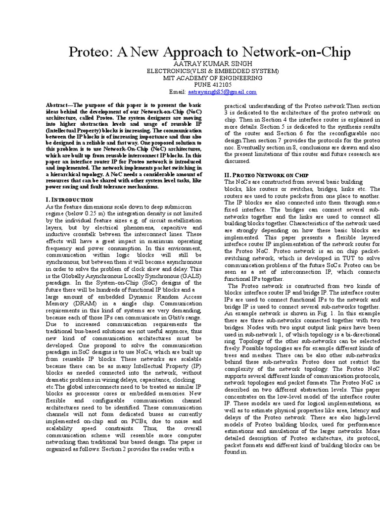 Proteo: A New Approach To Network On Chip | Download Free PDF | Network Topology | Computer Network