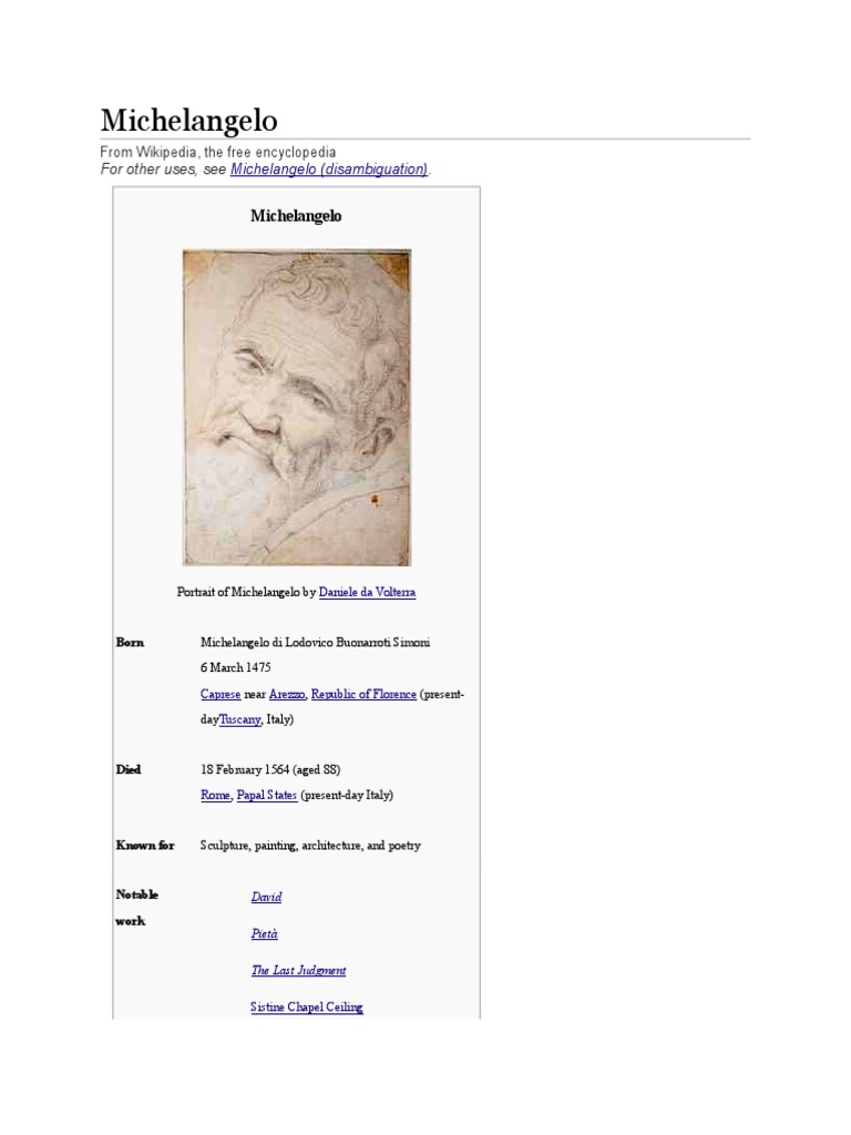 A Renaissance Master: An Overview of Michelangelo's Illustrious Career ...