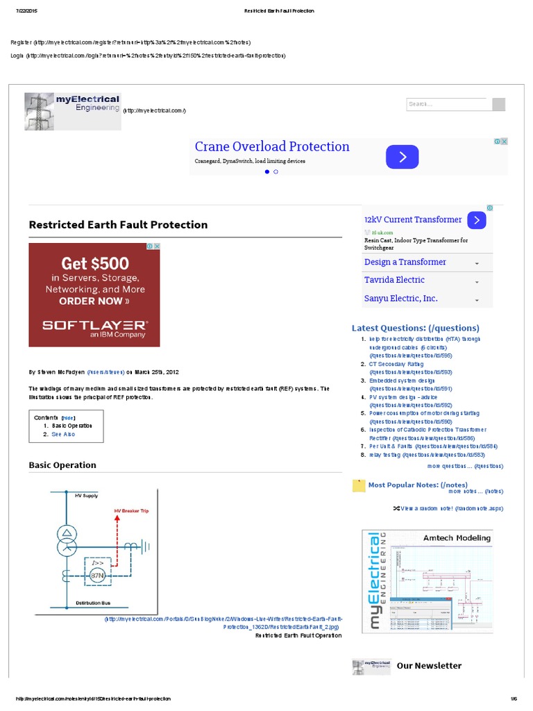 Restricted Earth Fault Protection | PDF | Transformer | Electrical ...