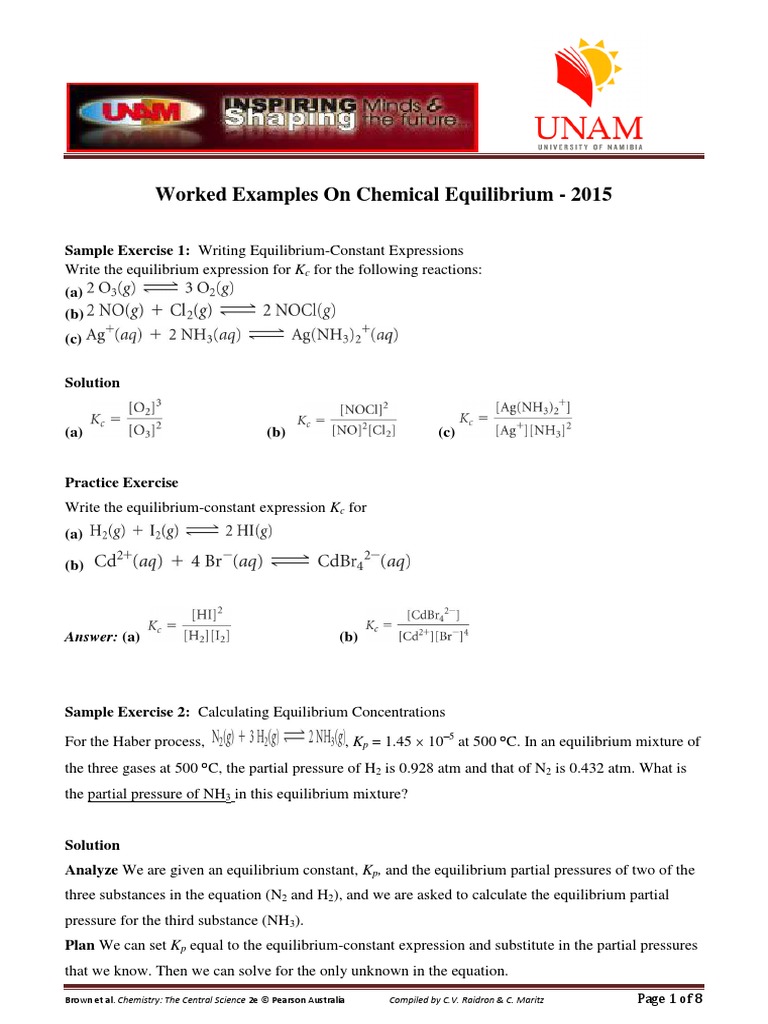 Worked Examples On Chemical Equilibrium | Download Free PDF | Chemical ...