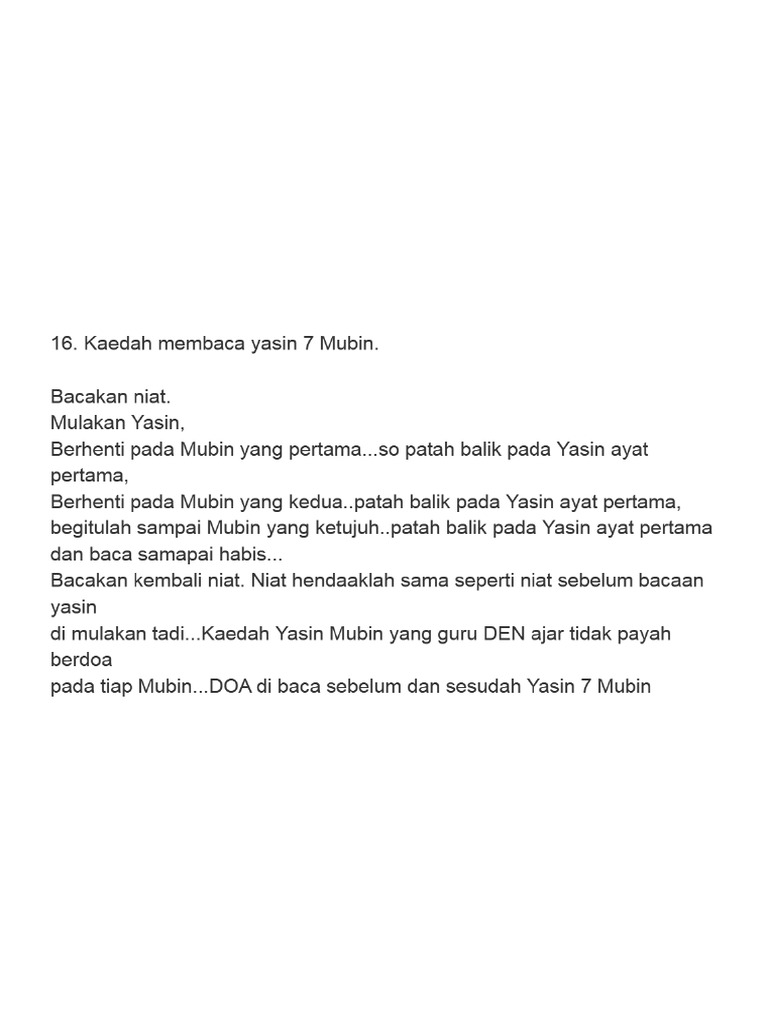 Kaedah Baca Yasin 7 Mubin | PDF