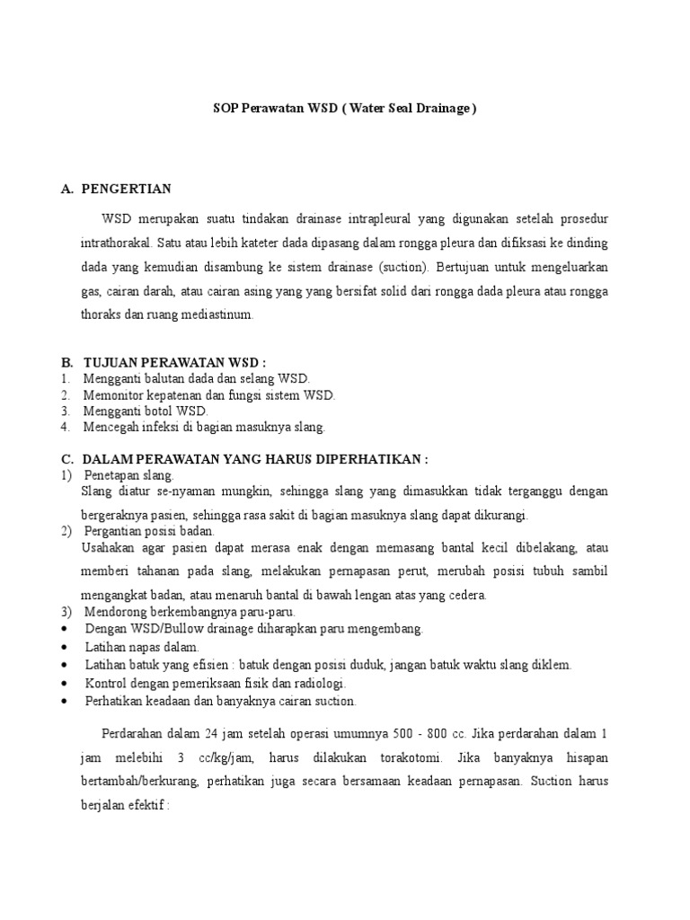 SOP Perawatan WSD | PDF | Kesehatan Holistik