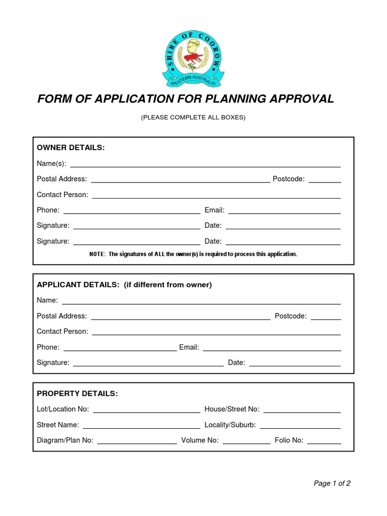 Planning Approval Application Form | PDF | Fee | Government