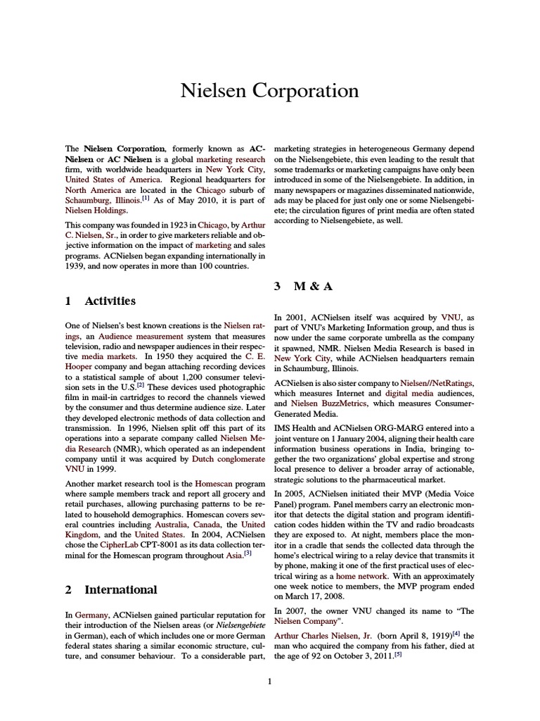 AC Nielsen Corporation - Consumer MKTG Research Firm | Download Free ...