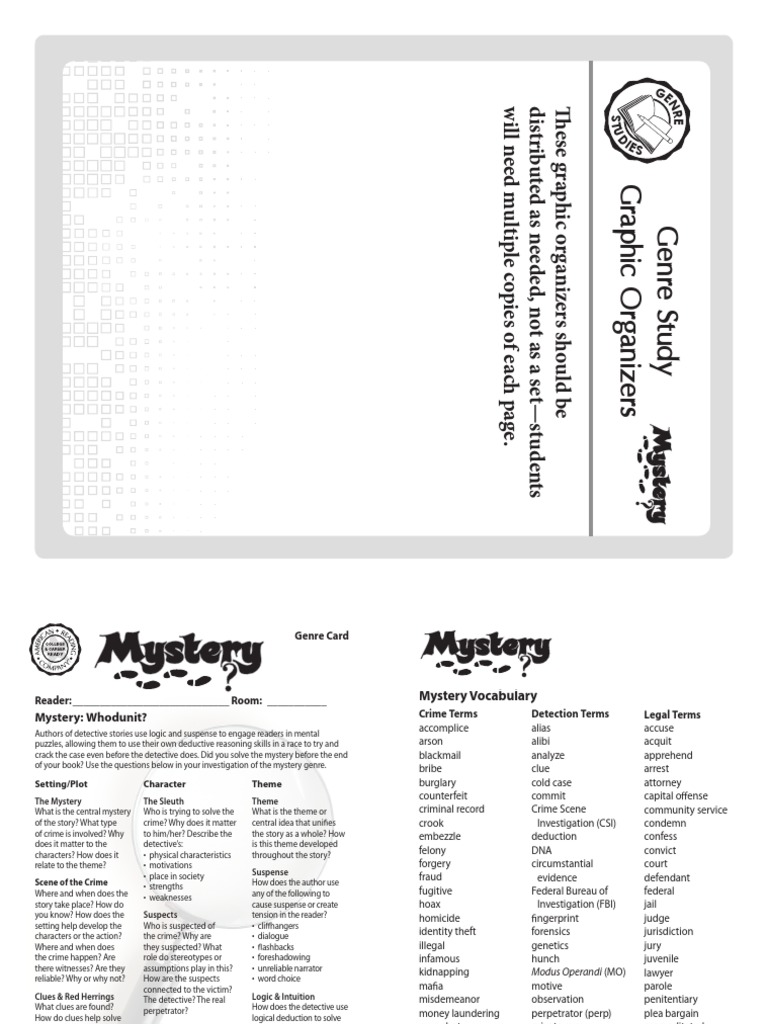 Mystery Graphic Organizers High School 2015 | PDF | Detective Fiction ...