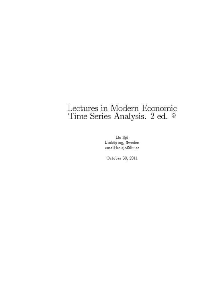 Lecture Notes On Time Series | PDF | Time Series | Econometrics