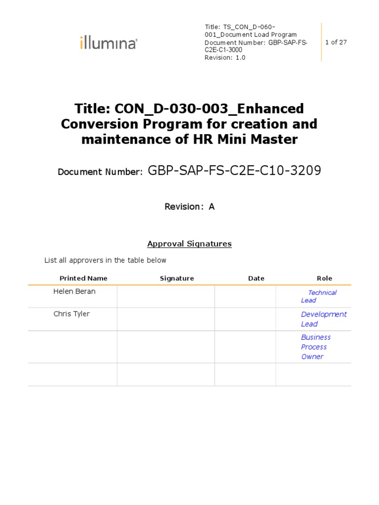 Enhanced Conversion Program For Creation and Maintenance of HR Mini Master | PDF | Object ...