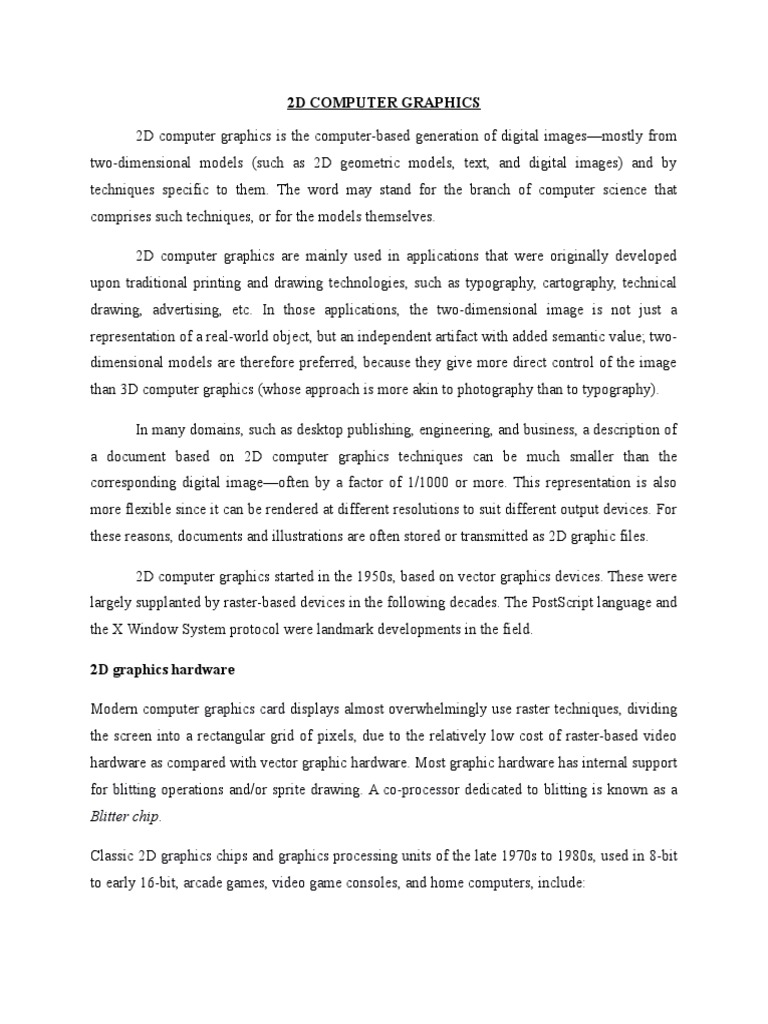 2d Computer Graphics | PDF | 3 D Computer Graphics | 2 D Computer Graphics