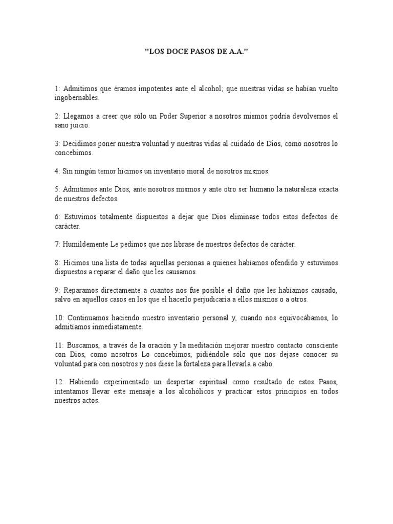 Los Doce Pasos de A.A. | PDF | alcoholicos anonimos | Science