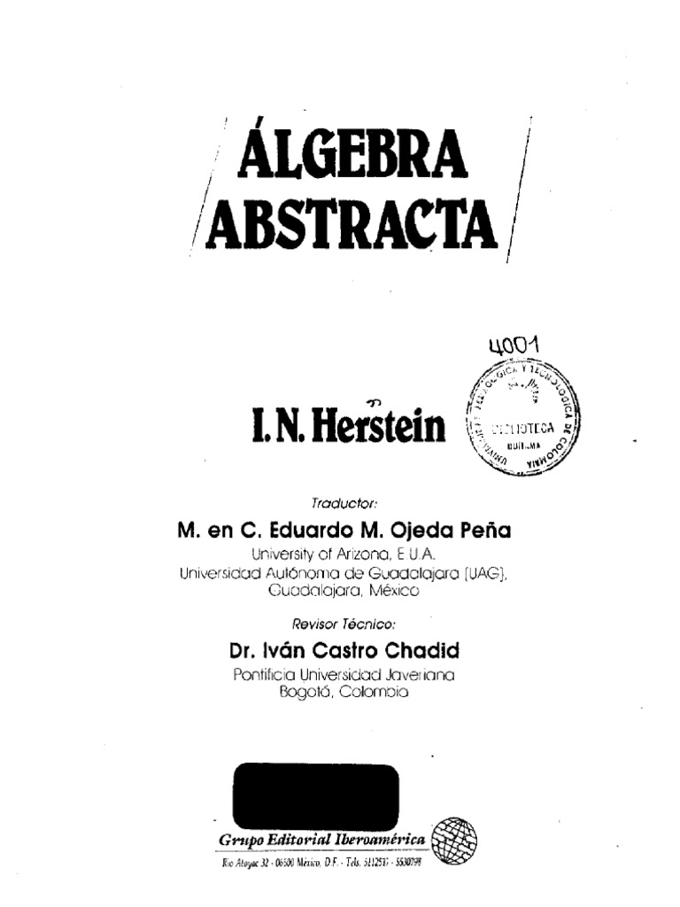 Libro - Algebra Abstracta - I.N.herstein | Descargar gratis PDF | Anillo (Matemáticas) | Permutación