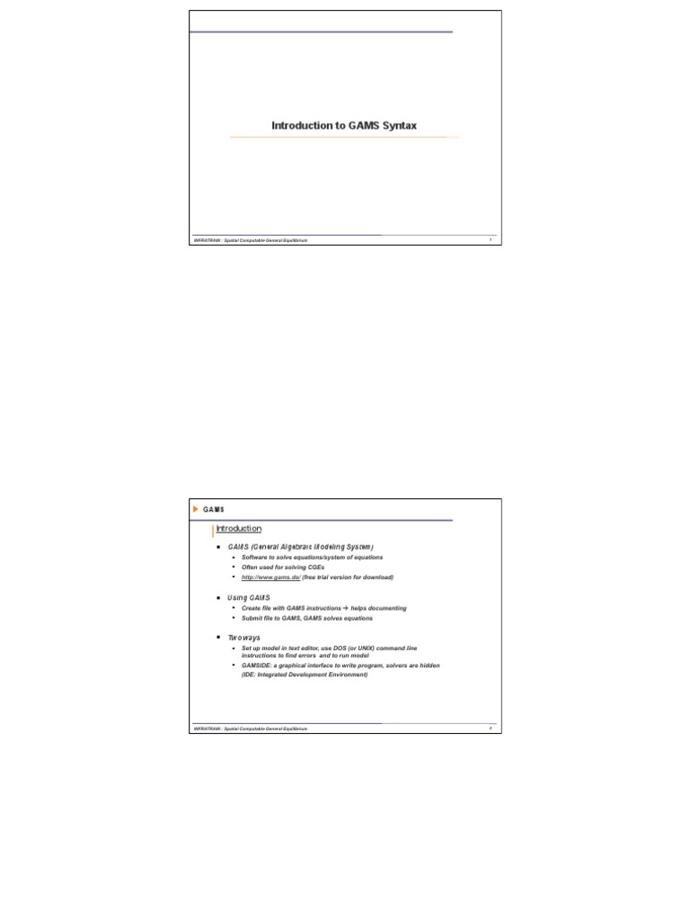 GAMS Syntax for CGE Modeling | PDF | Integrated Development Environment | Equations