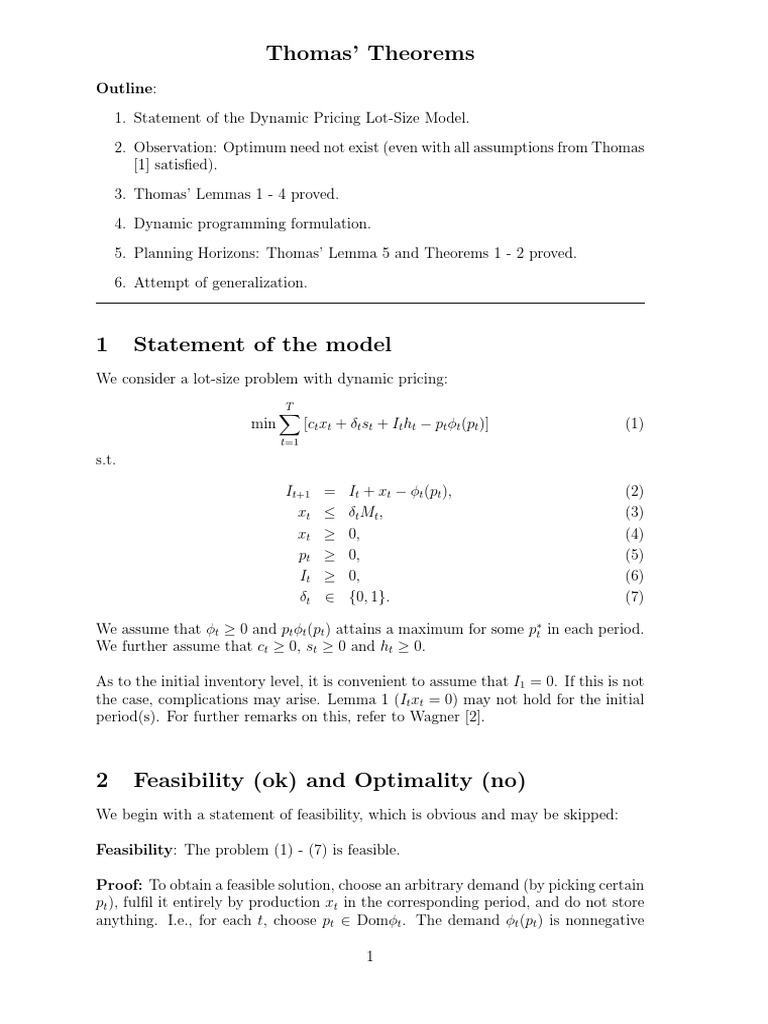 Thomas' Theorems: T T T T T T T TT T | PDF | Mathematical Optimization ...