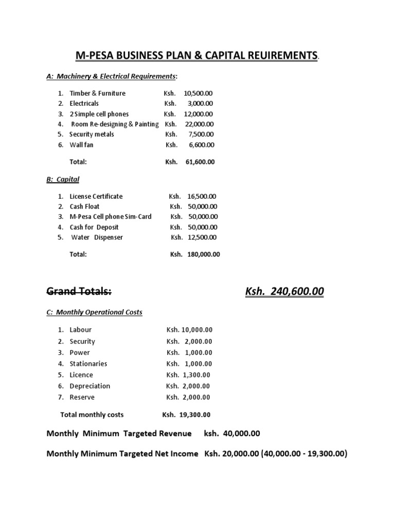 M-PESA Business Plan Overview | PDF | Money | Business