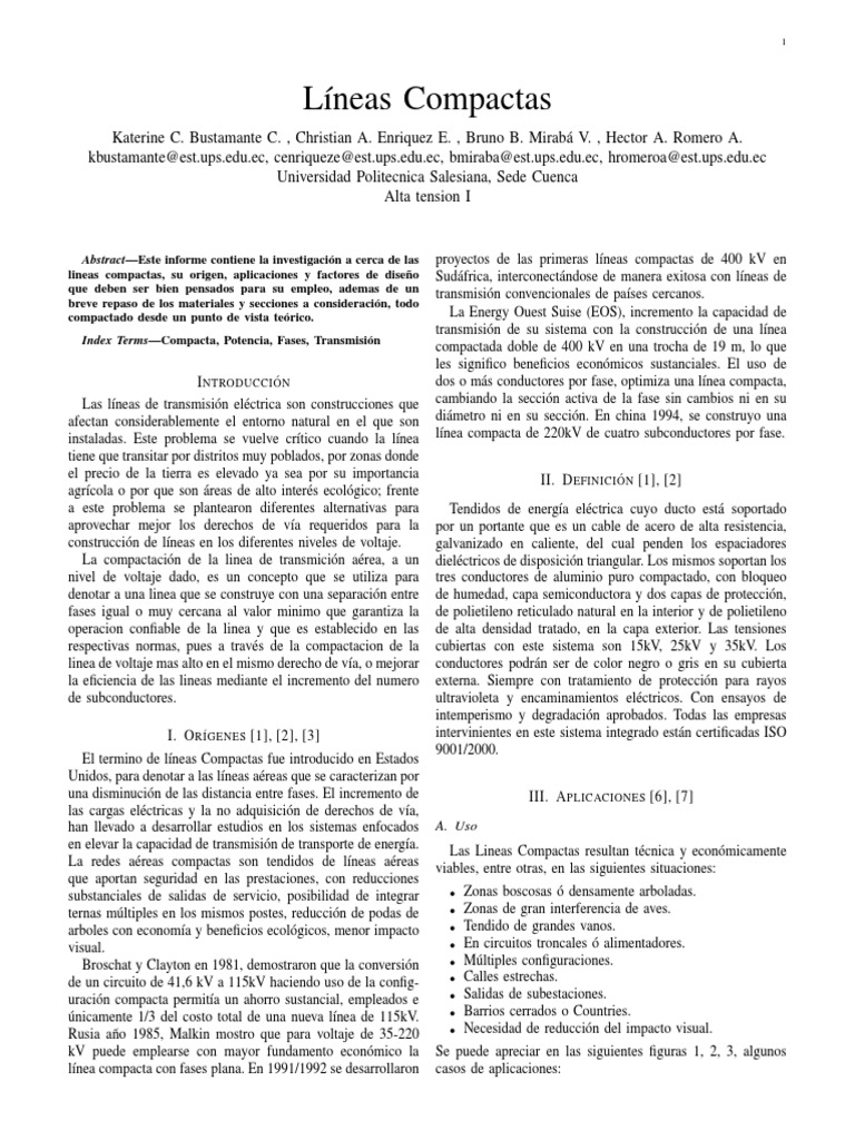 Lineas Compactas | PDF | Transmisión de energía eléctrica | Aluminio