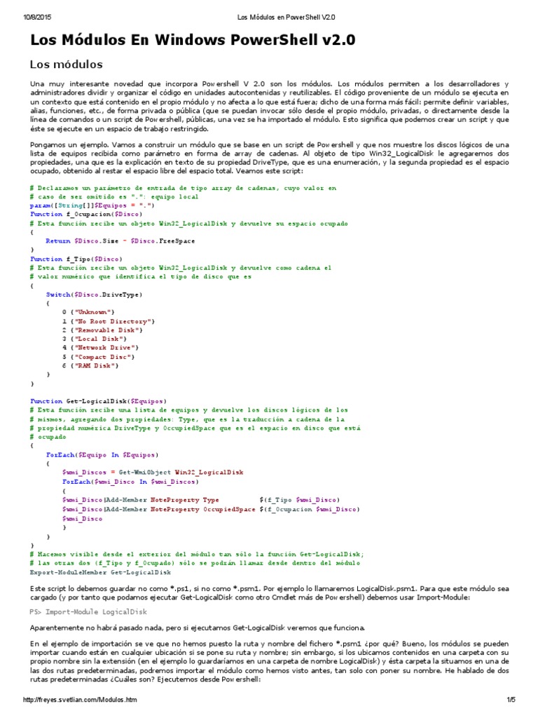Los Módulos en PowerShell V2 | PDF | .NET Framework | Interfaz de línea ...