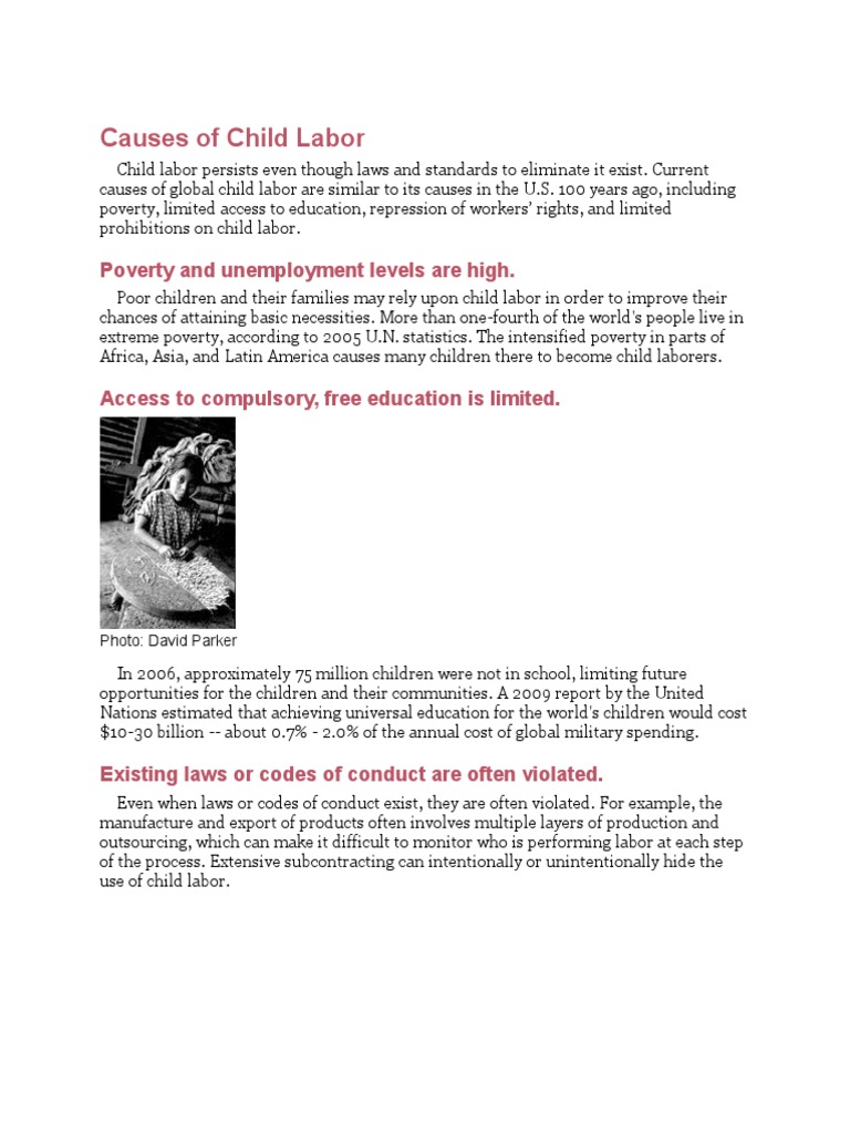 Causes of Child Labor | Download Free PDF | Child Labour ...