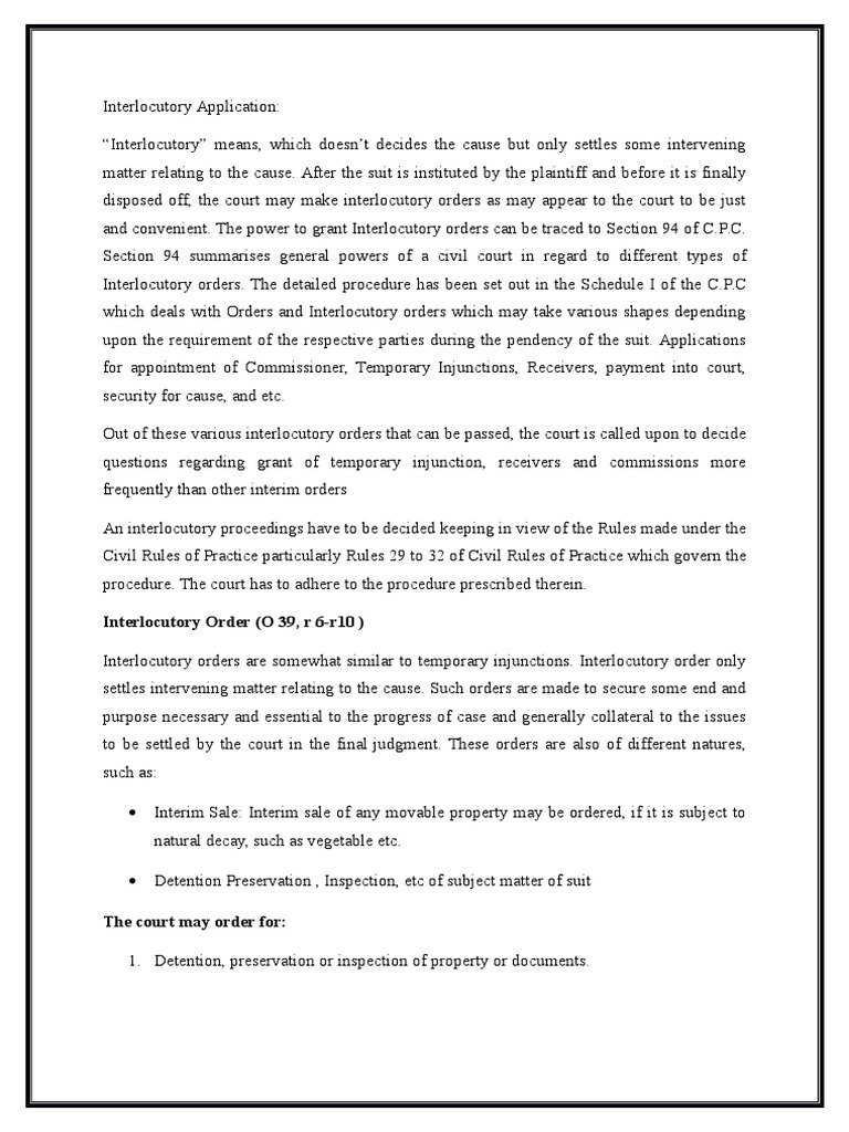 Interlocutory Application | Interlocutory Appeal | Lawsuit