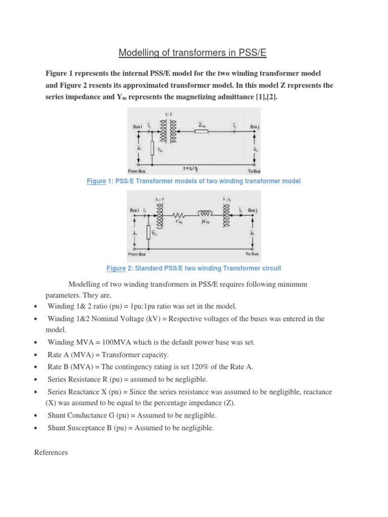 Modelling of Transformers in PSSE | PDF