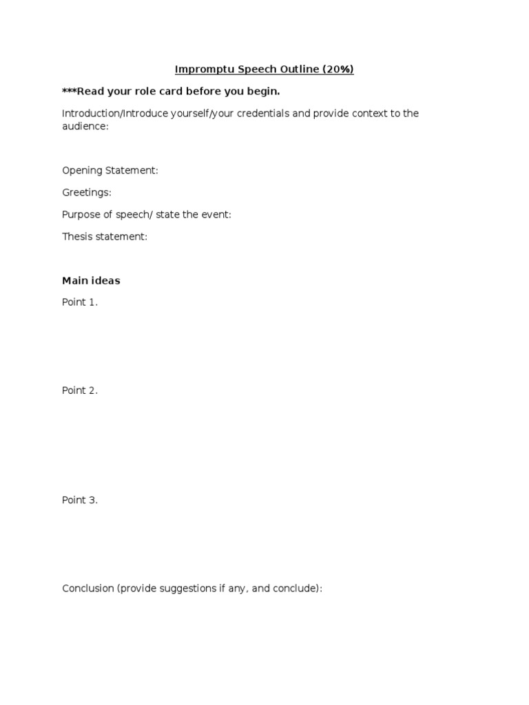 Impromptu Speech Structure Guide | PDF | Career & Growth