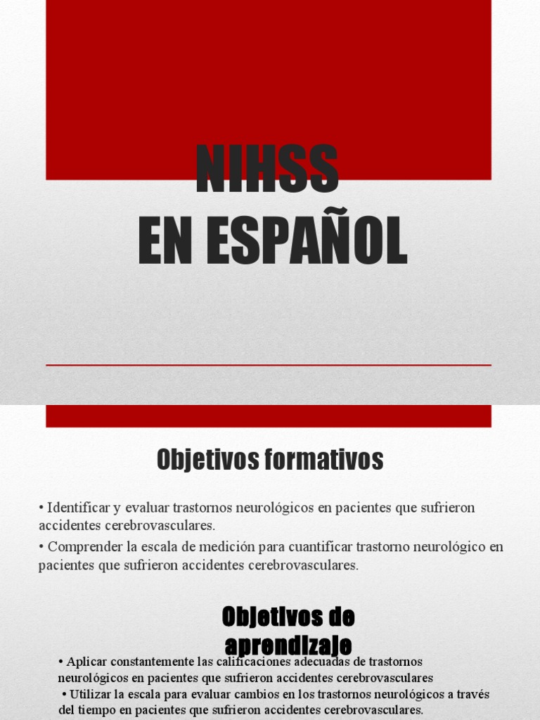 Nihss Español | Neurología | Medicina