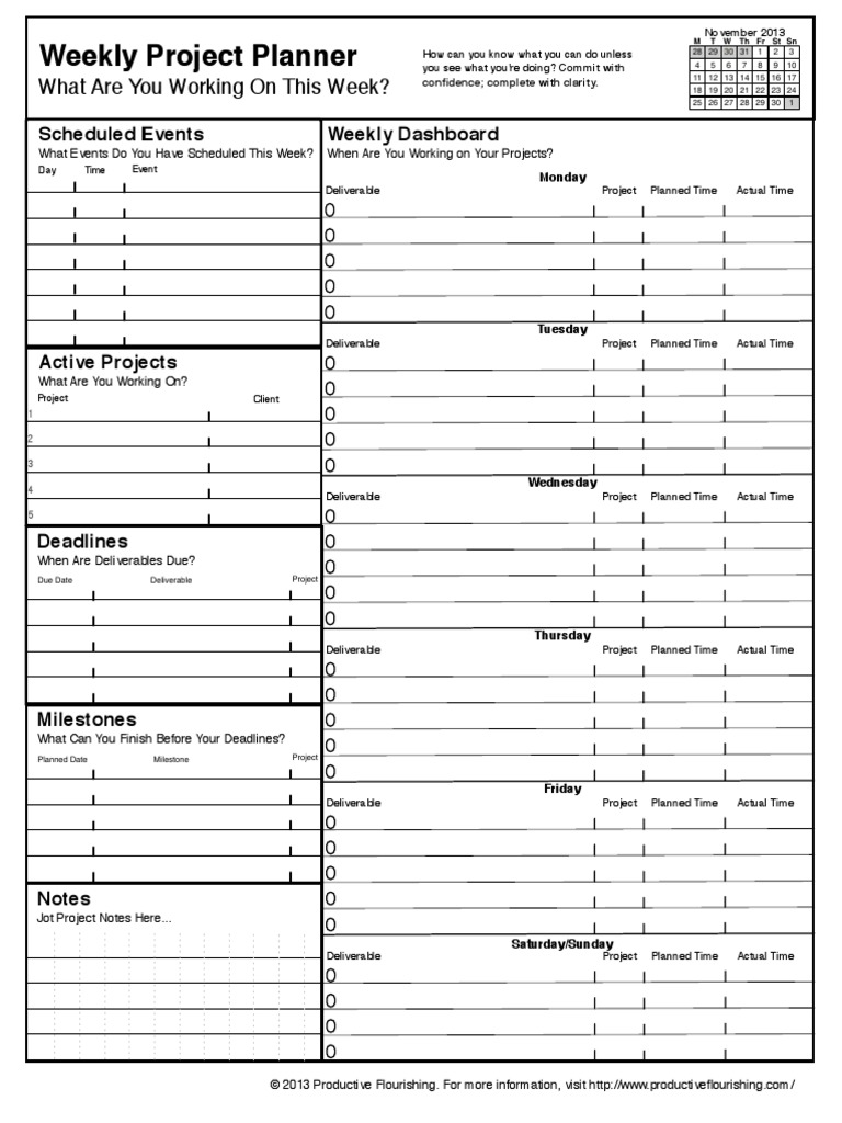 Weekly Project Planner Overview | PDF