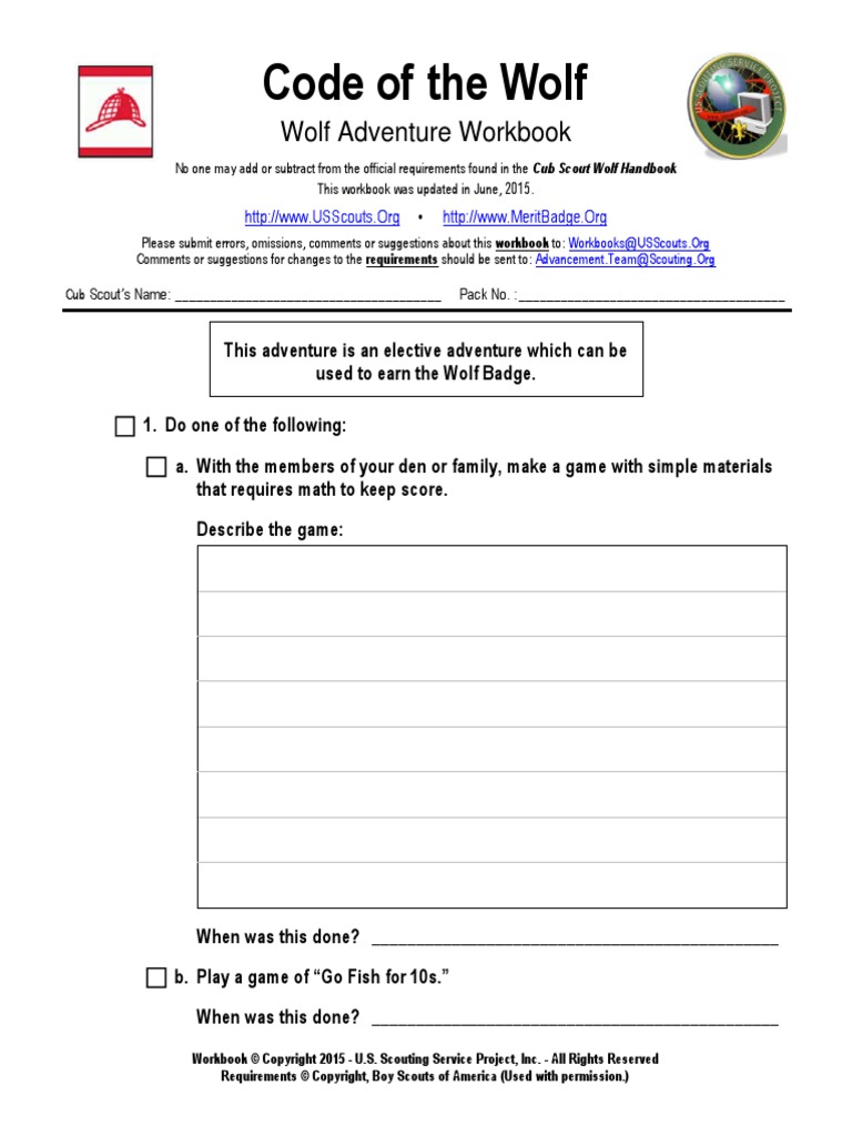 Code of The Wolf | PDF | Boy Scouts Of America | Youth Organizations