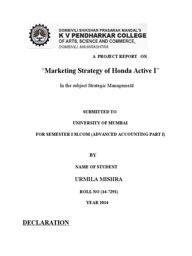 Marketin Strategy of Honda Activa | PDF | Marketing Strategy | Honda