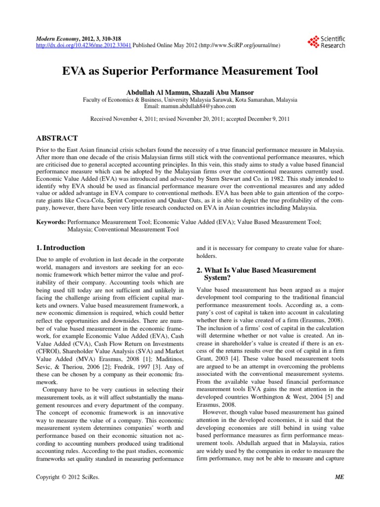EVA As Superior Performance Measurement Tool | PDF | Cost Of Capital ...