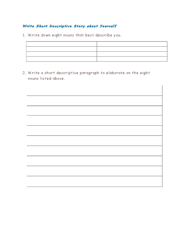Personal Descriptive Story Guide | PDF | Foreign Language Studies ...