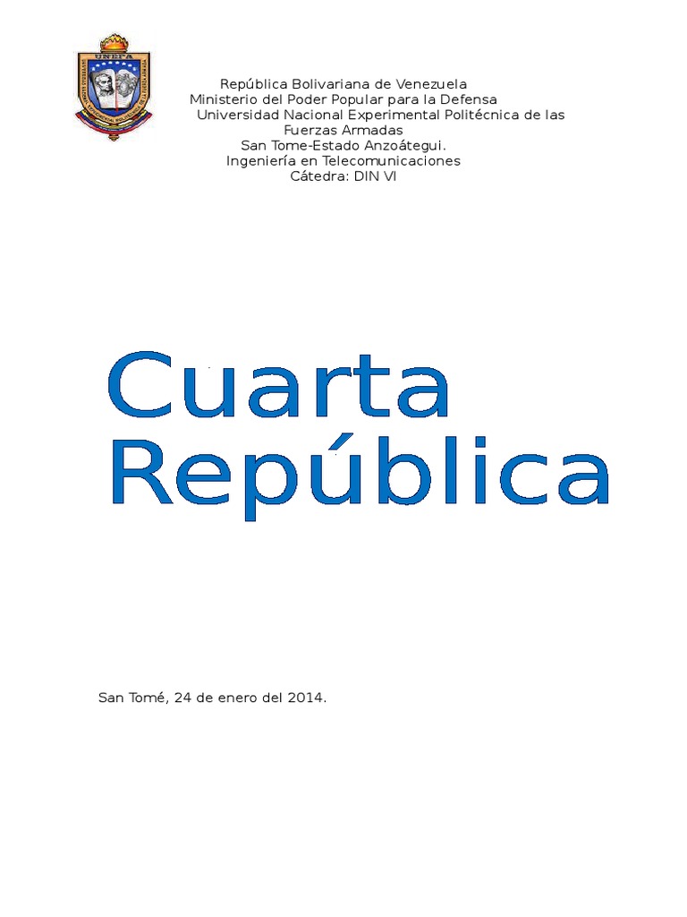 Cuarta República | PDF | Venezuela | Política de venezuela