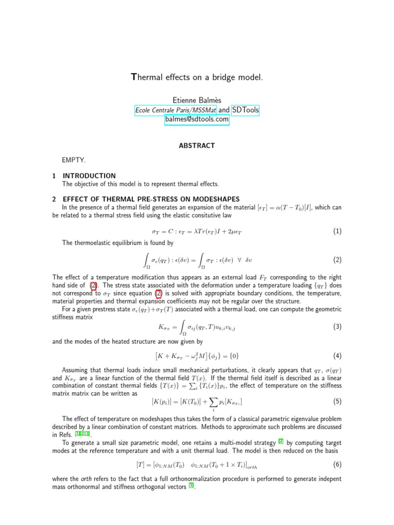 Thermal Effects On A Bridge Model | PDF | Matrix (Mathematics ...