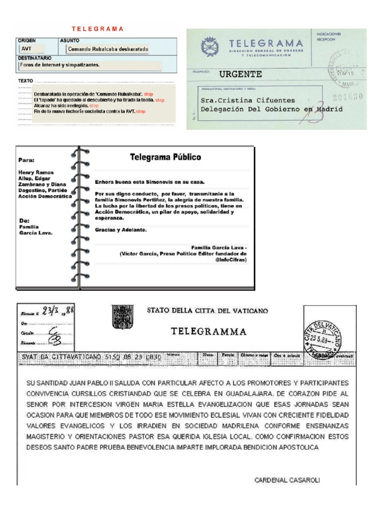 Ejemplos de Telegramas | PDF