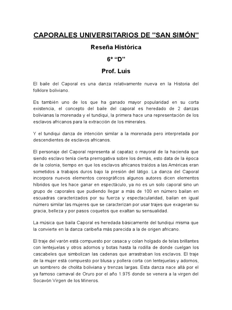 Reseña Historica De Caporales Pdf