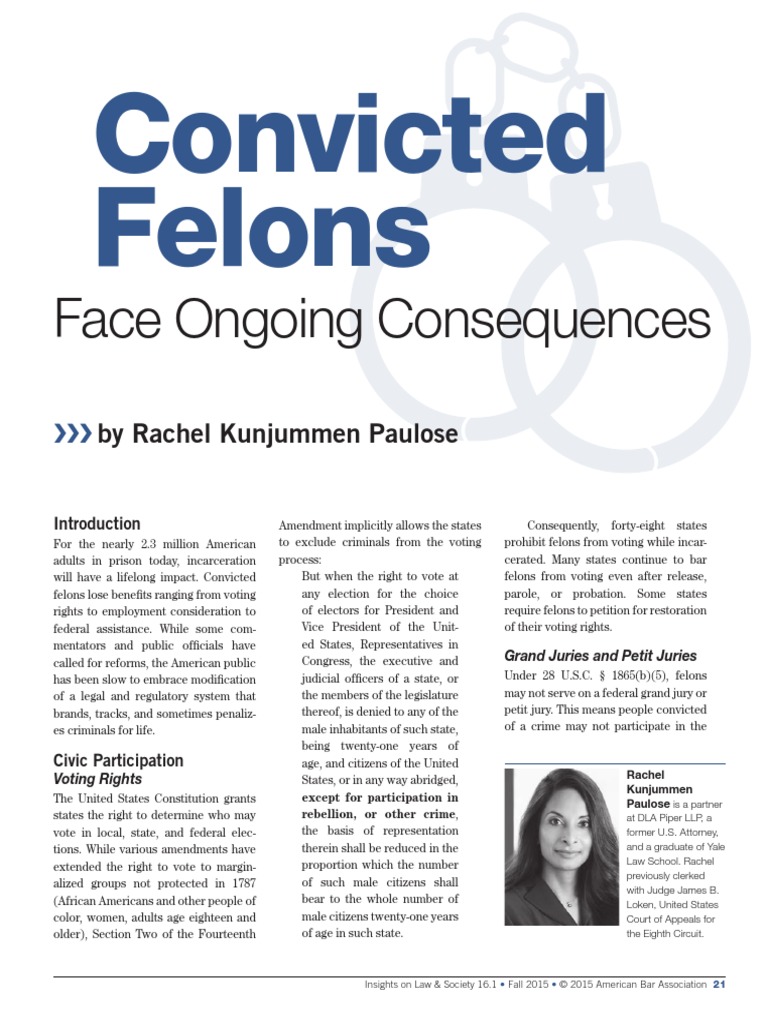 Convicted Felons Face Ongoing Consequences | PDF | Felony | Recidivism