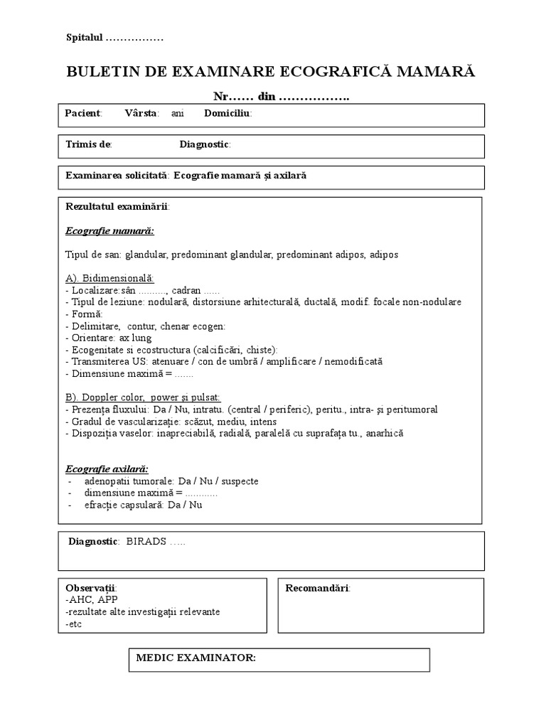 Buletin de Rezultat Ecografic
