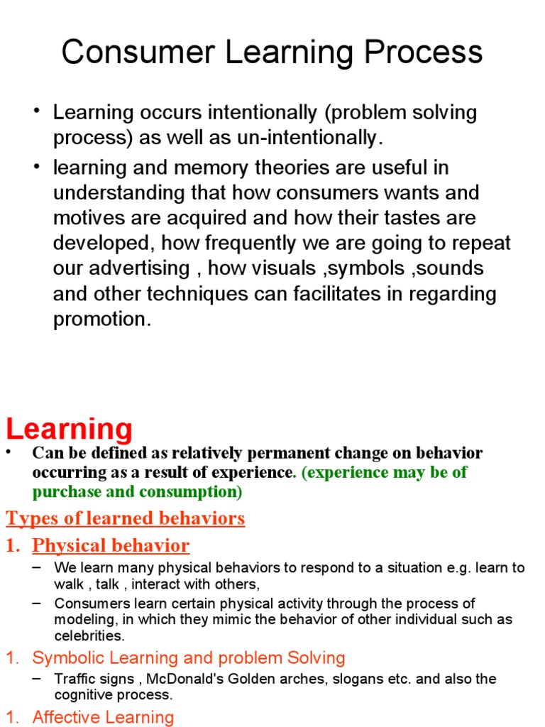 Consumer Behavior Learning | PDF | Learning | Classical Conditioning