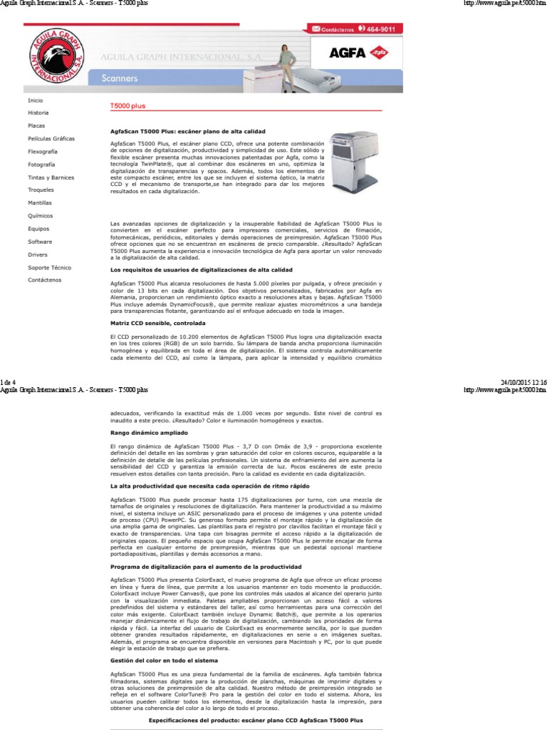 Aguila Graph Internacional S.A. - Scanners - T5000 Plus | Descargar gratis PDF | Escáner de ...