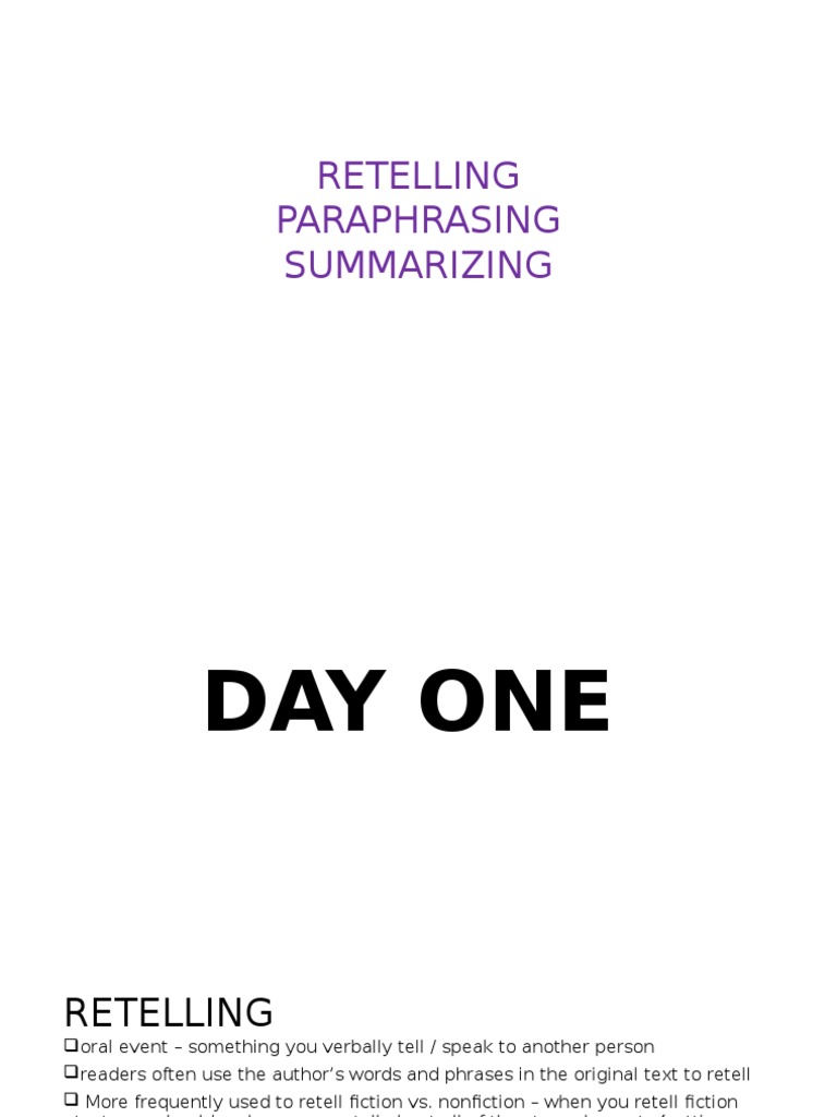 Retelling Paraphrasing Summarizing Lesson | PDF | Benjamin Franklin ...