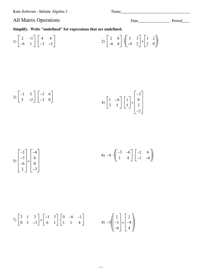 All Matrix Operations | PDF | Multiplication | Matrix (Mathematics)