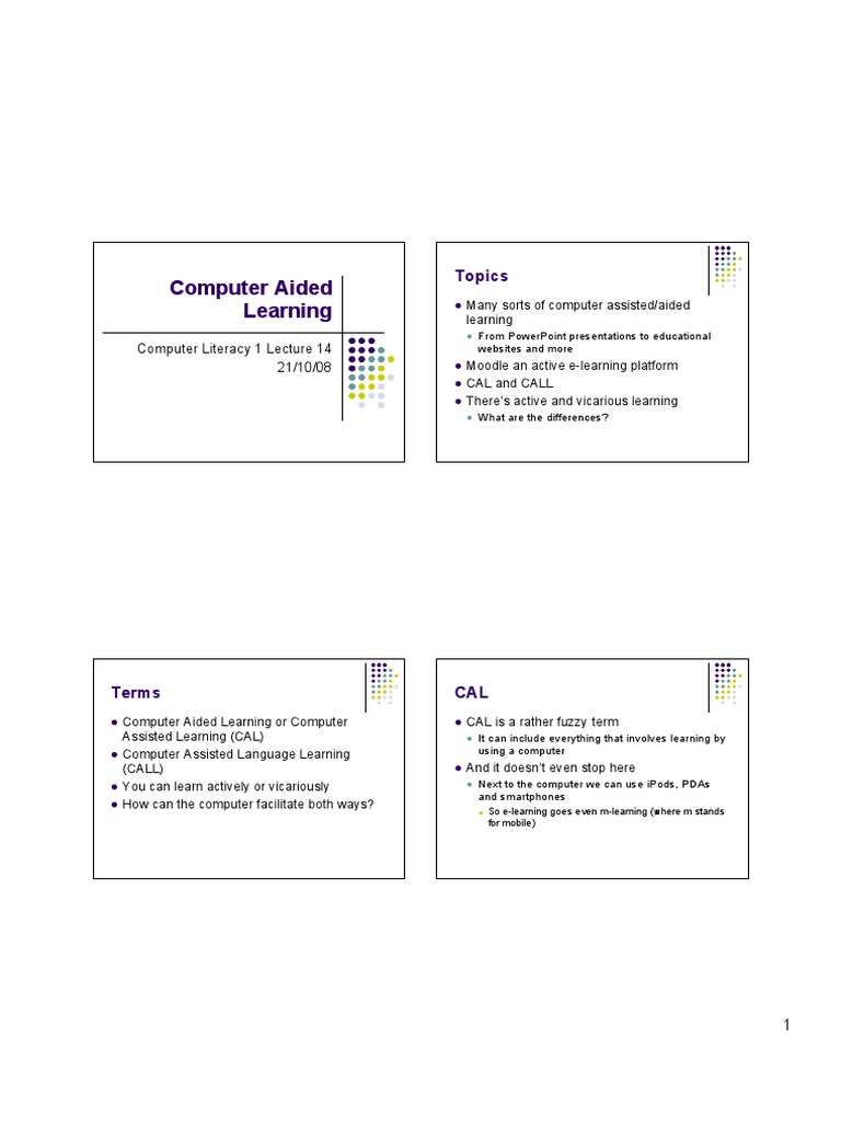 Computer Aided Learning Cal Platforms Pdf Moodle Educational