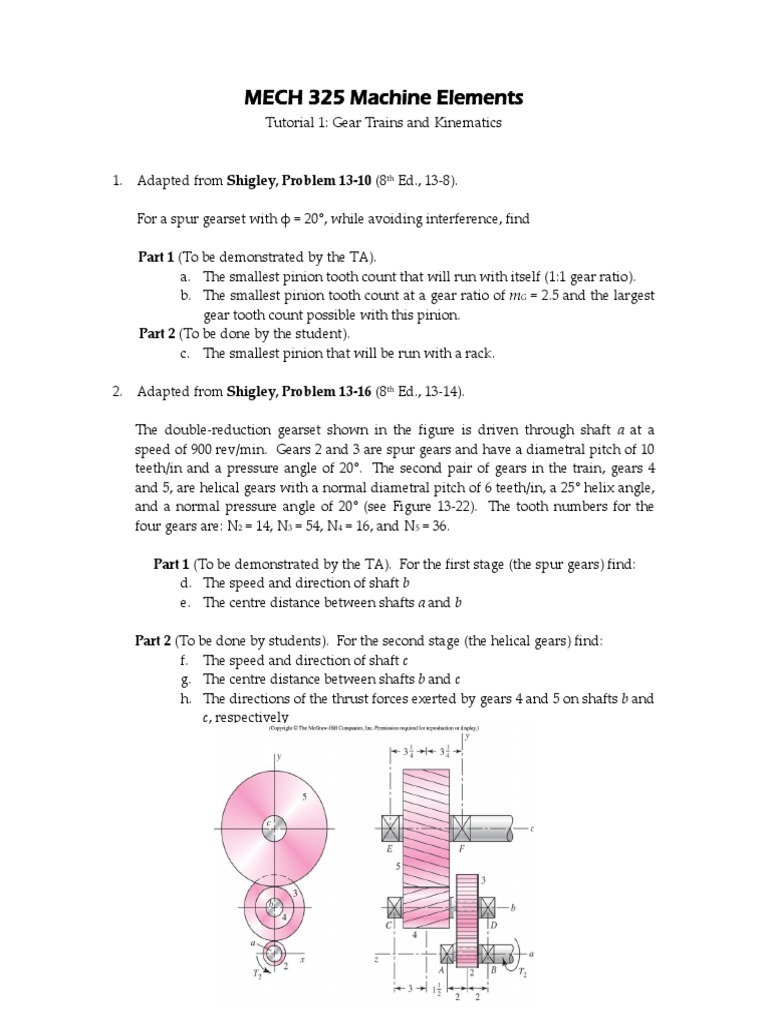 MECH 325 Gear Kinematics Tutorial | PDF | Gear | Belt (Mechanical)