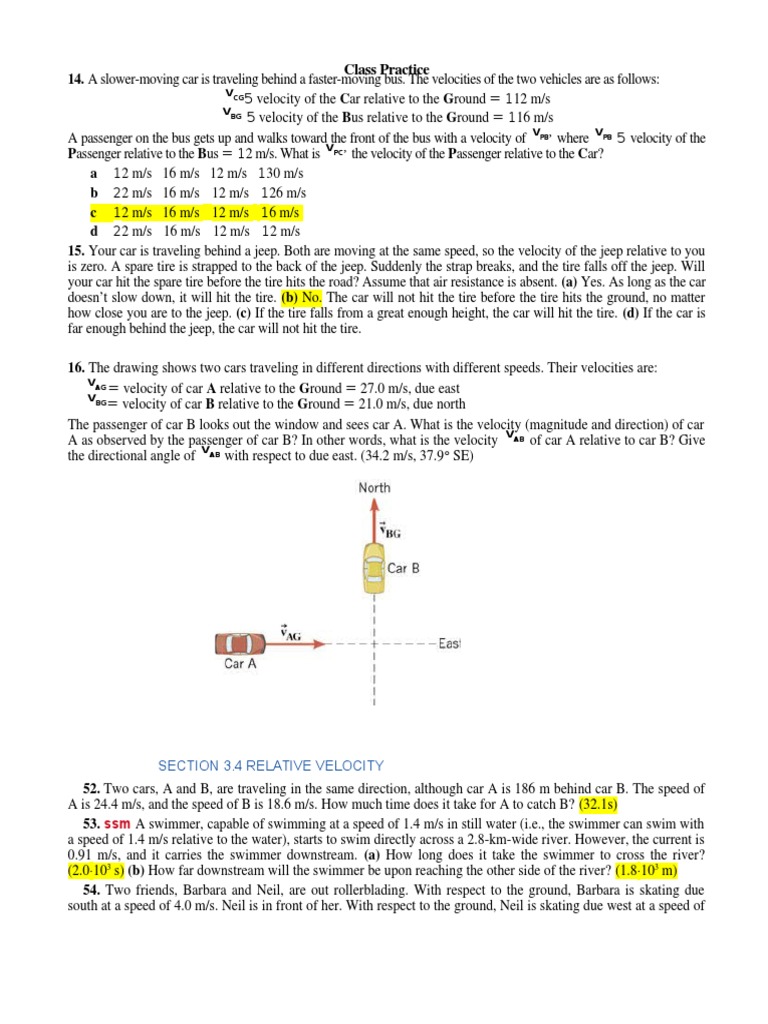 Relative Motion Problems | PDF | Speed | Velocity