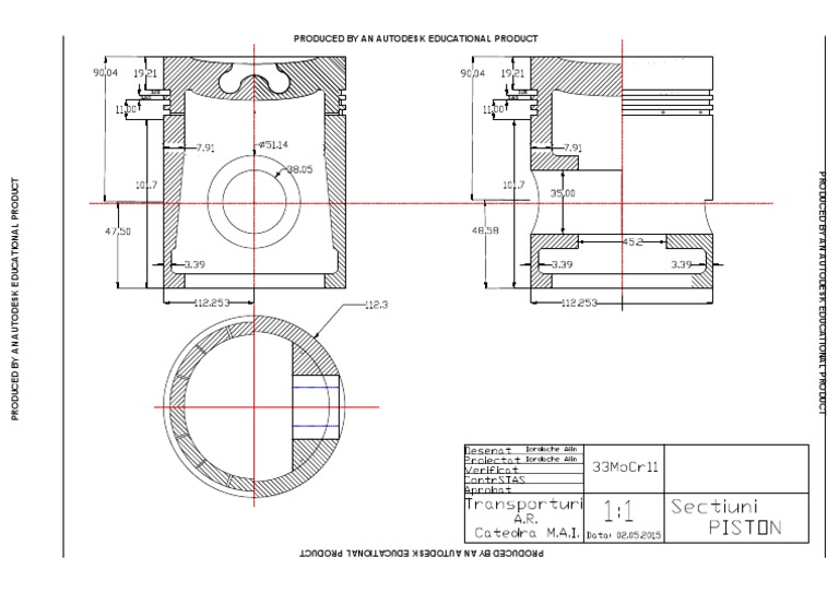 PISTON Desen 2D Autocad | PDF